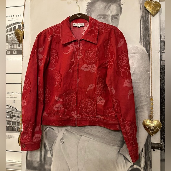 Vintage | Jackets & Coats | Vintage Textured Raised Rose Jacket By ...